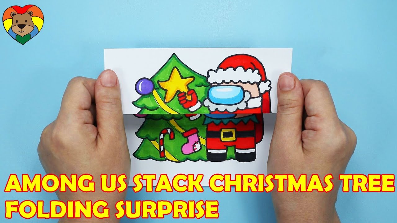 AMONG US STACK DECORATING CHRISTMAS TREE FOLDING SURPRISE - YouTube
