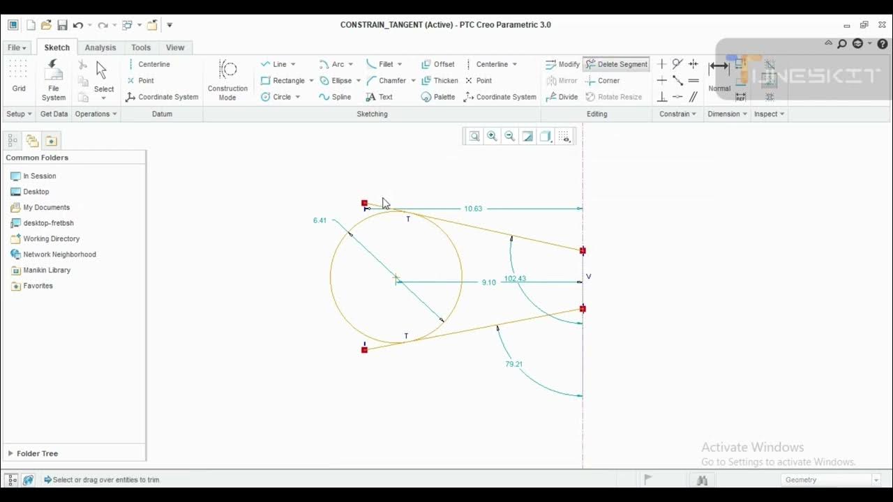 How to use Tangent Constrain Command in Creo, #tangents #cad #parametricdesign #creoparametric ...