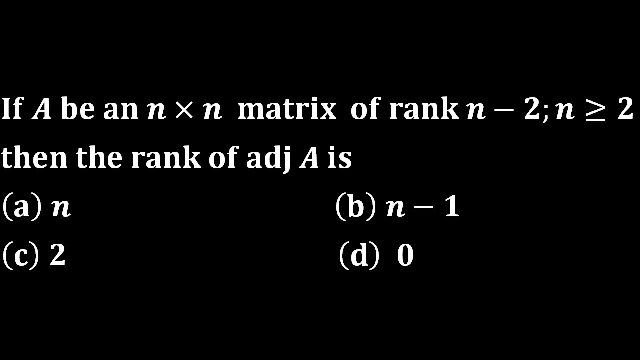 rank of adjacency matrix linear algebra - YouTube