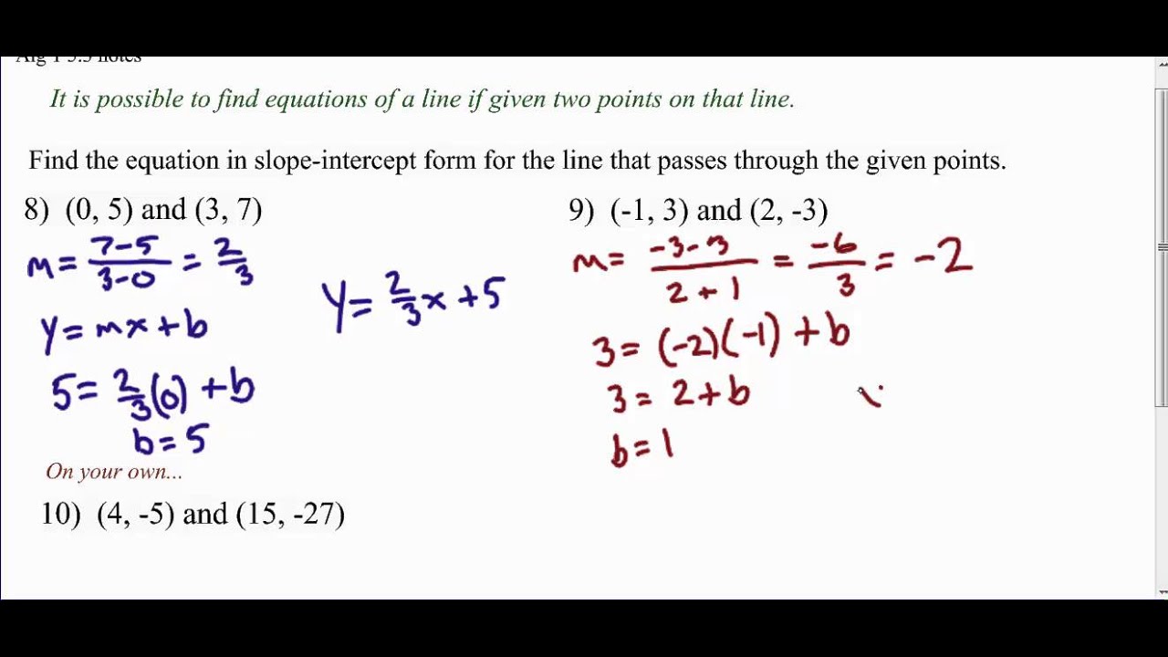 Algebra 1 lesson 5.3 - YouTube