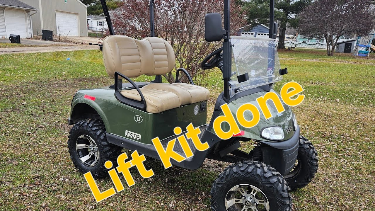 EZ-GO RXV Golf Cart Lift Kit Install and garage update. - YouTube