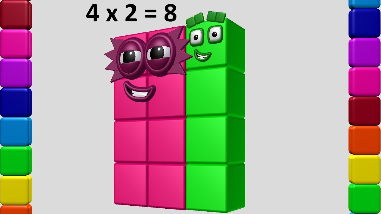 Numberblocks Four (4) Times Tables Multiplying by Square Club Number 4 ...