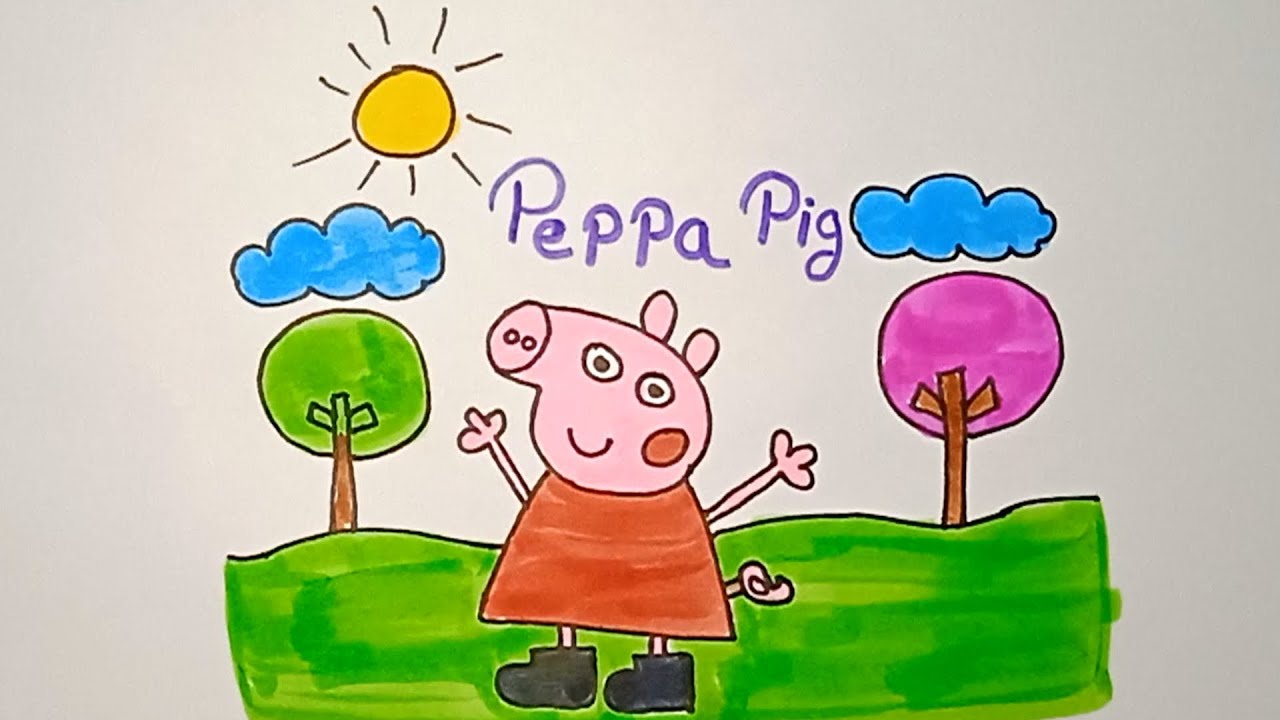 How To Draw Peppa Pig Drawing Step By Step - YouTube