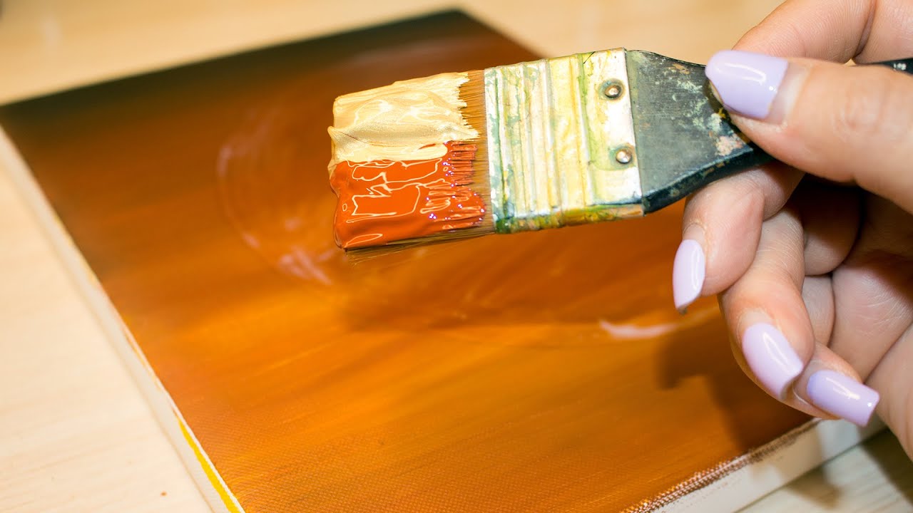 Easy Golden Moon Painting 🌕 Gold Leafing Techniques Acrylic Painting ...