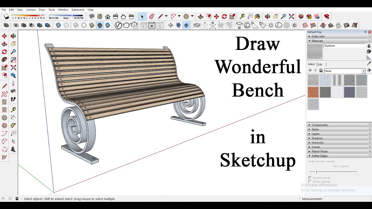 draw bench in sketchup - YouTube