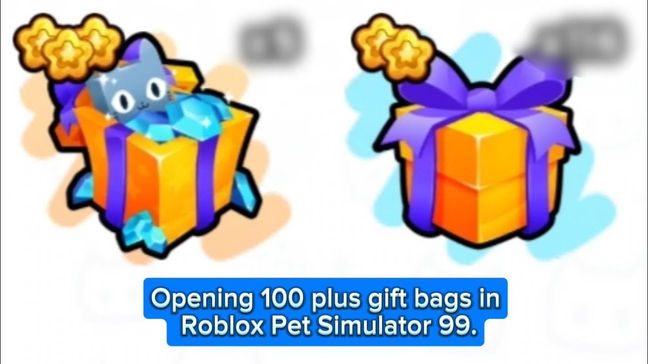 Opening 100 plus gift bags | Roblox Pet Simulator 99. - YouTube