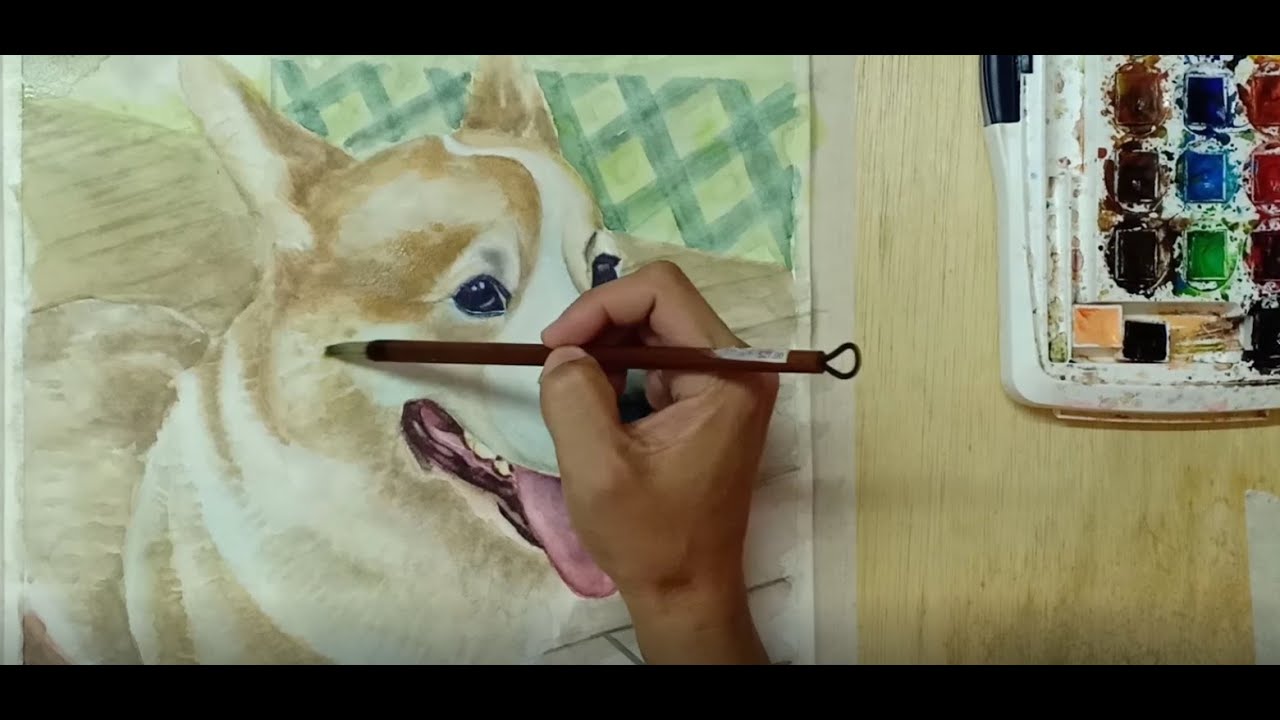 HOW TO PAINT A DOG#2 using WATERCOLOR | PET PAINTING using WATERCOLOR ...
