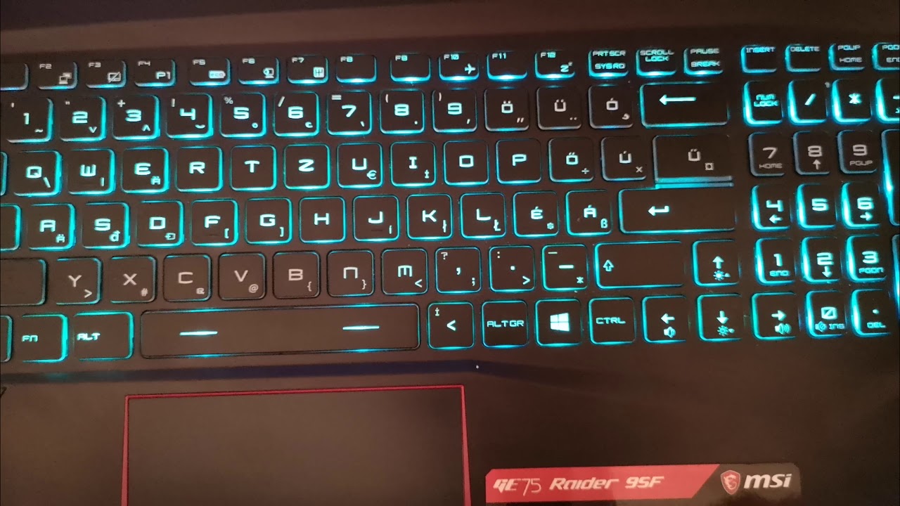MSI GE75 9SF keyboard RGB light effects - YouTube