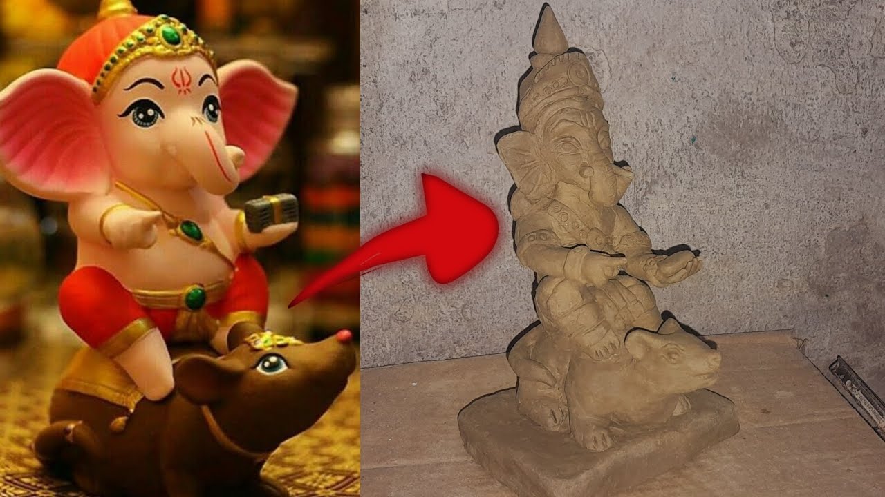 Ganesh murti making with clay.Ganesh ji ki murti kaise banaye. easy ...