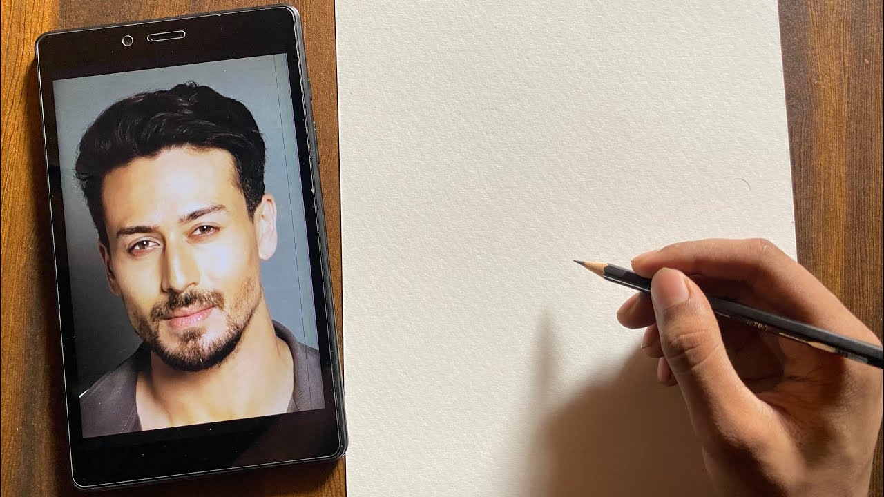Drawing Tiger Shroff Pencil Art Outline Tutorial - YouTube
