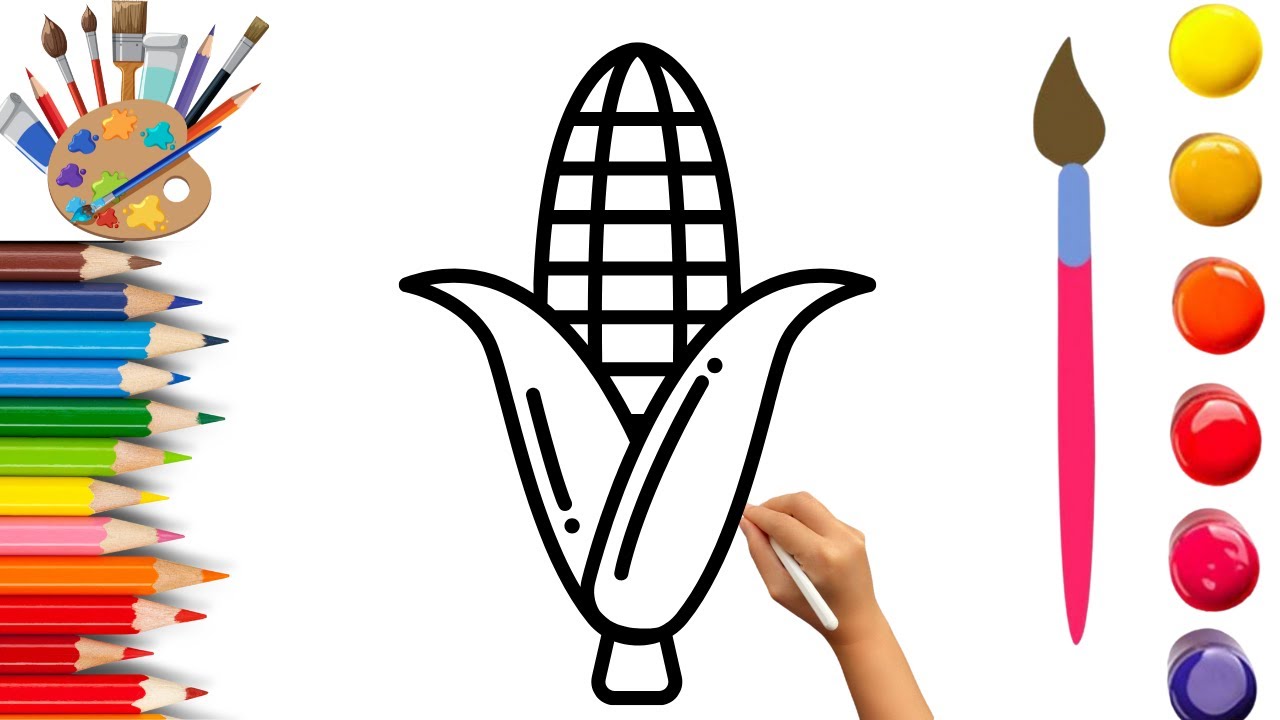 How To Draw cute corn Drawing, Painting & Coloring For Kids and ...