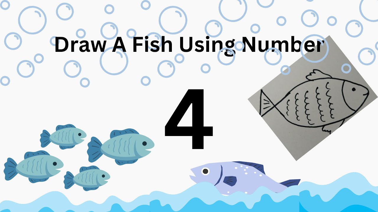 How to draw a Fish using number 4... Draw fish... How to draw a fish ...