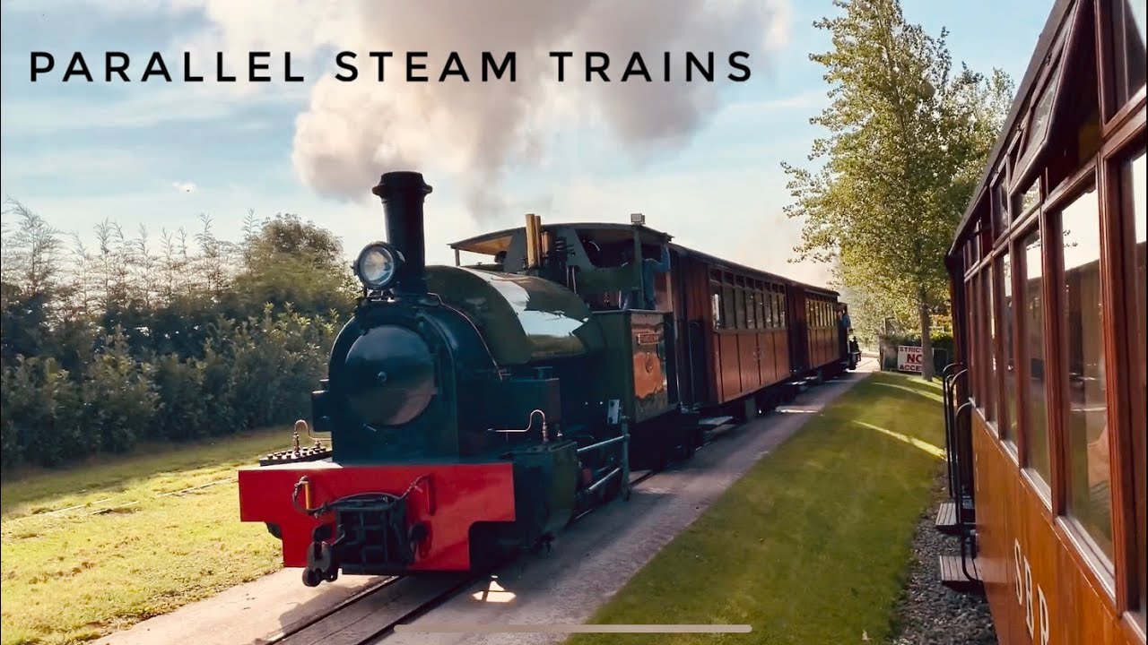 Steam Trains Running Side by Side at Statfold Barn Railway - YouTube