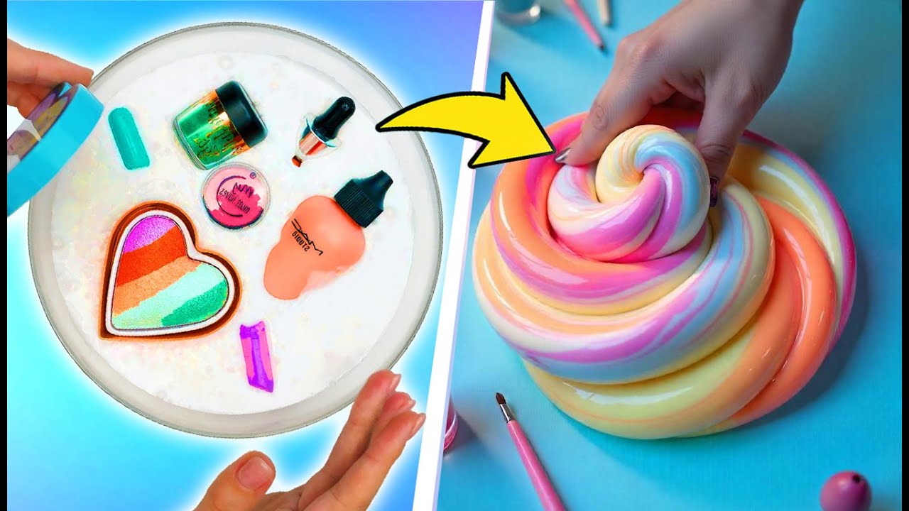 Let's Mixing Makeup Into Giant Slime! || Fun Slime Challenges || DIY Doll Hacks - YouTube