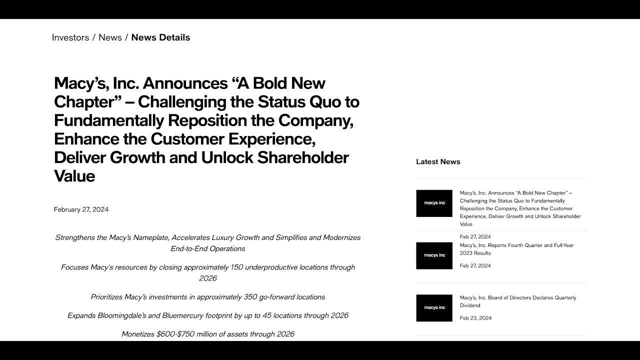 Breaking News: Macy*s Closing 150 Stores in the Next Three Years. - YouTube