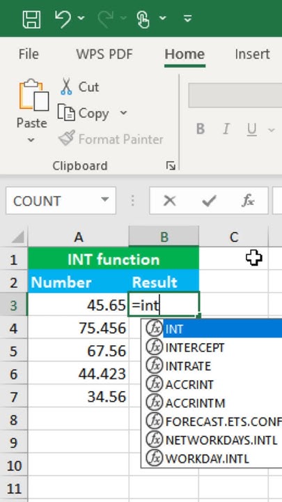 how to use INT function in excel - YouTube