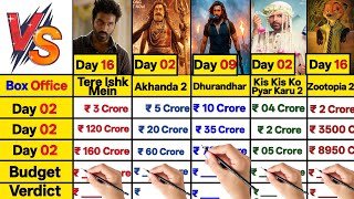 US Dhurandhar Day 11 Vs Akhanda 2 Day 4 Vs Tere Ishk Mein Day 18 Vs Kis ...