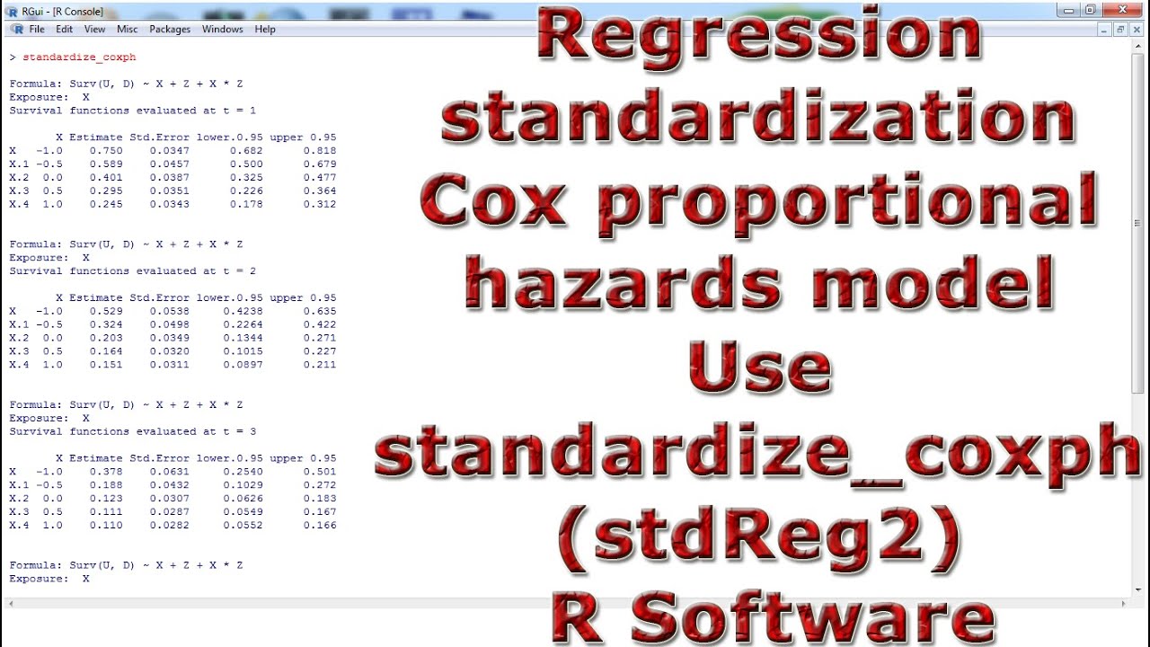 Regression standardization Cox proportional hazards model Use ...