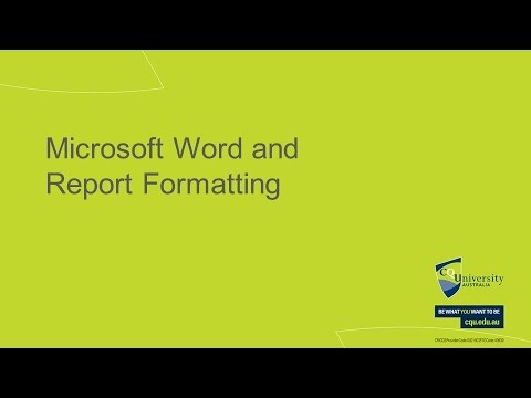 Microsoft Word for Report Formatting - YouTube