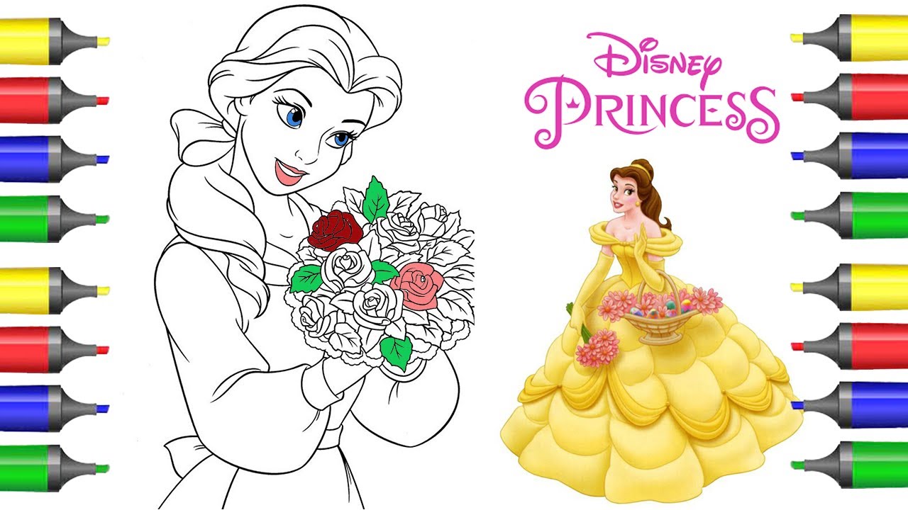Disney Princess Belle coloring page - YouTube