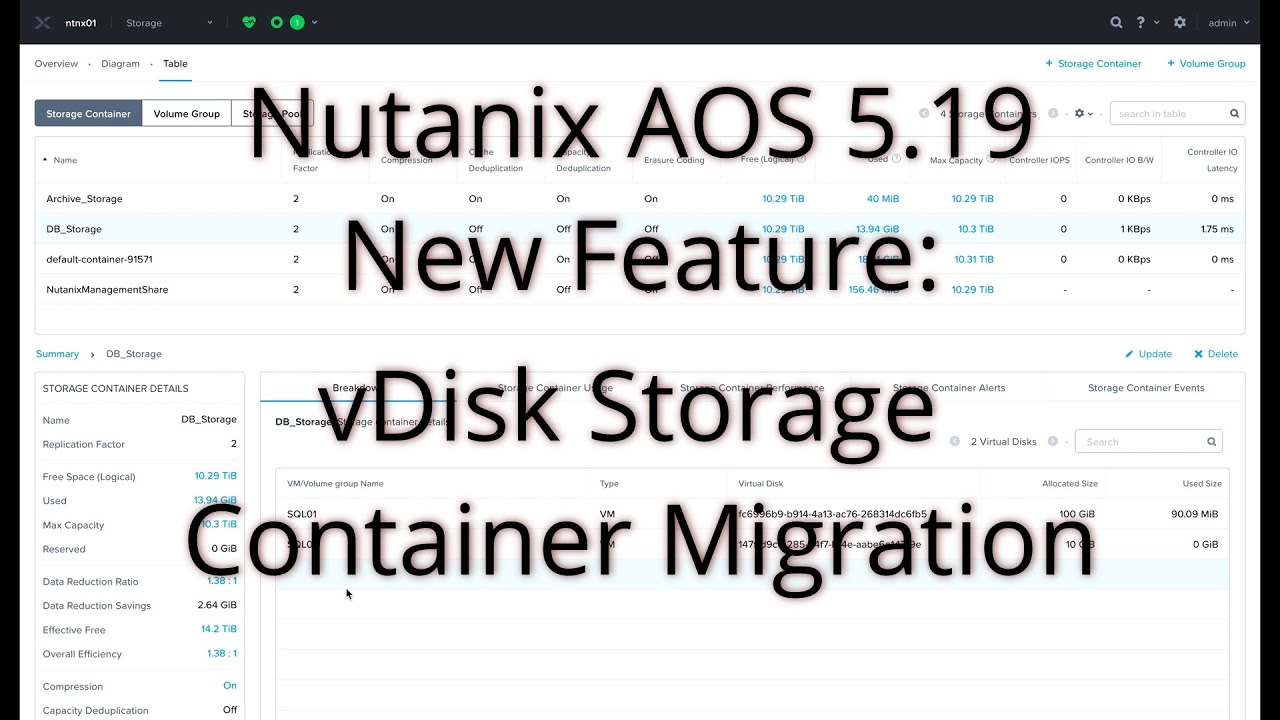 What's new in Nutanix Acropolis 5.19: Single vDisk Storage Container Live Migration - YouTube