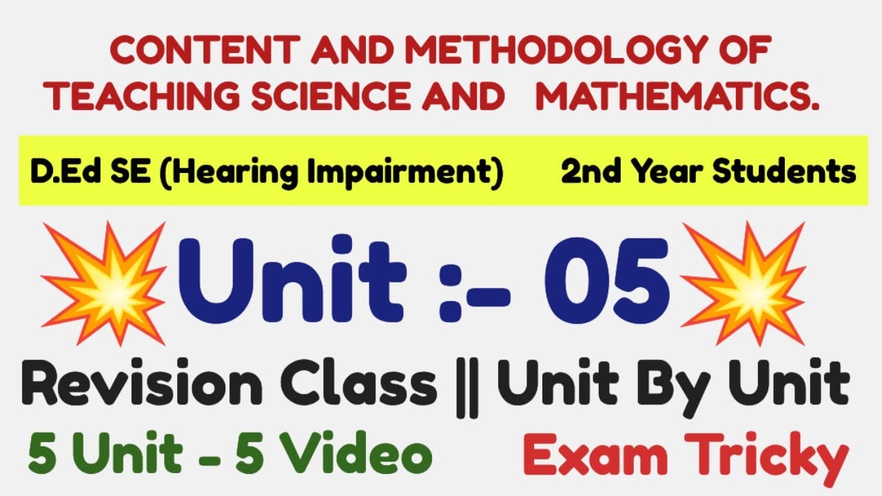 D.Ed SE (HI) | Paper 9 | 2 nd year Students | Unit 05 | Unit By unit Revision - YouTube