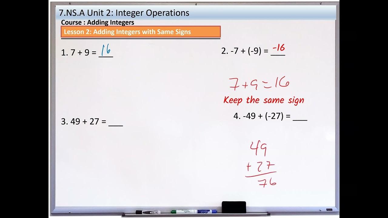 Common Core Math - 7 NS A- Add integers same sign video1 of 1 - YouTube