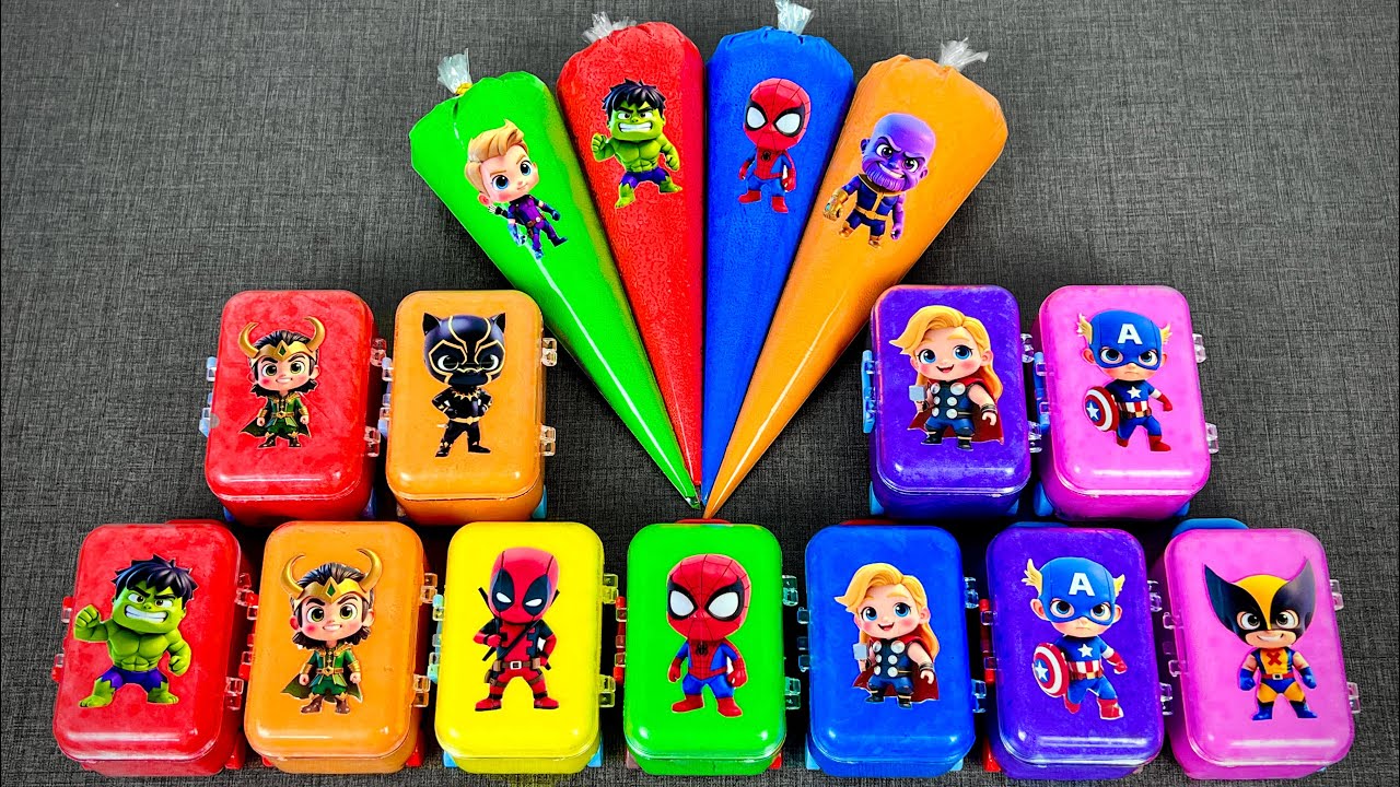 Marvel Slime Surprise! Spiderman, Hulk, Superman in Triangle Bags ...