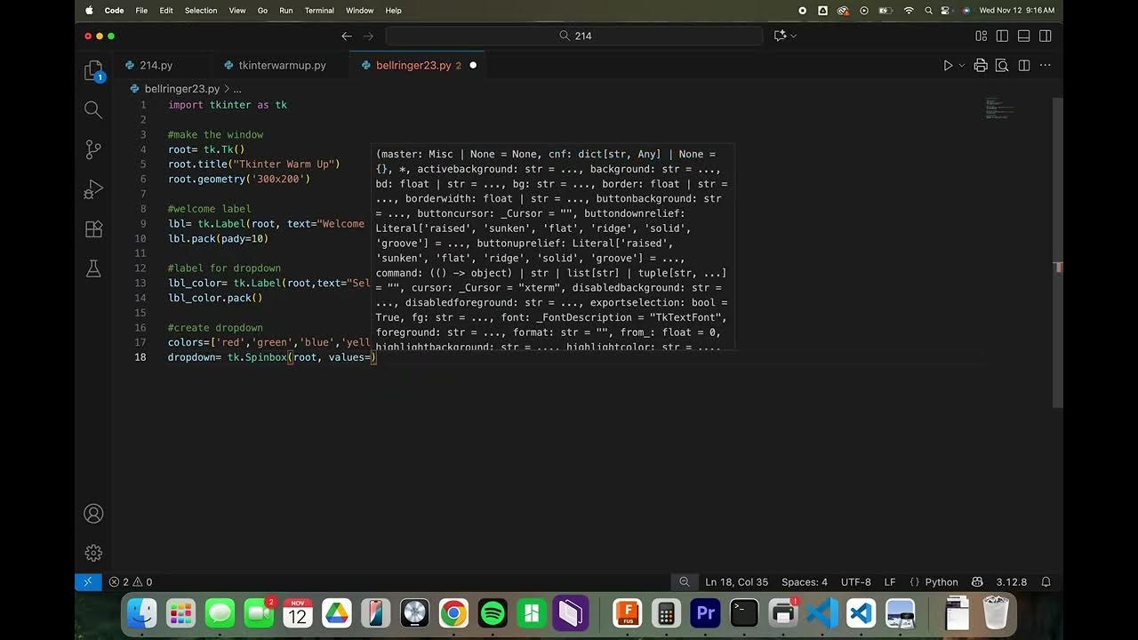 BASIC TKINTER GUI IN PYTHON - CHANGE BACKGROUND COLORS WITH DROP DOWNS AND BUTTON - YouTube