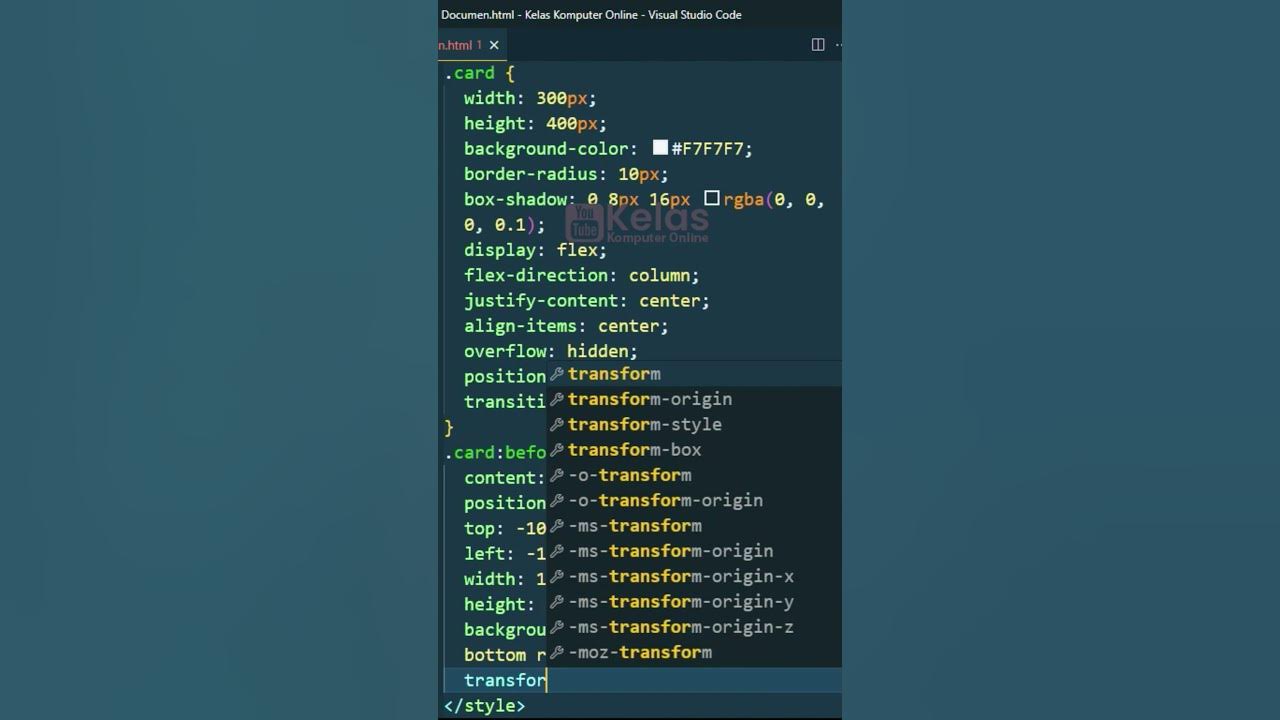 Card Hover Html Css Cssproperty Htmlcss Kelaskomputeronline Youtube