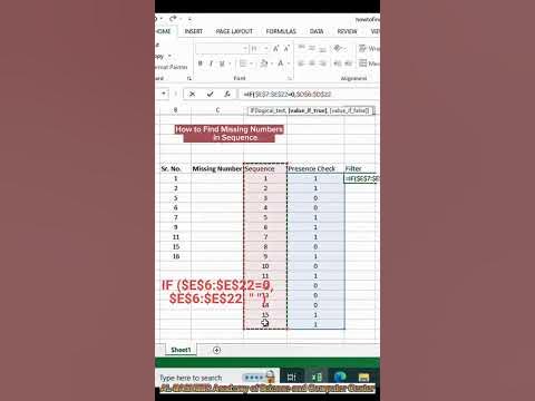 How to Find Missing Numbers in Sequence Ms Excel Sheet || AL-BASHEER Academy #excel # ...