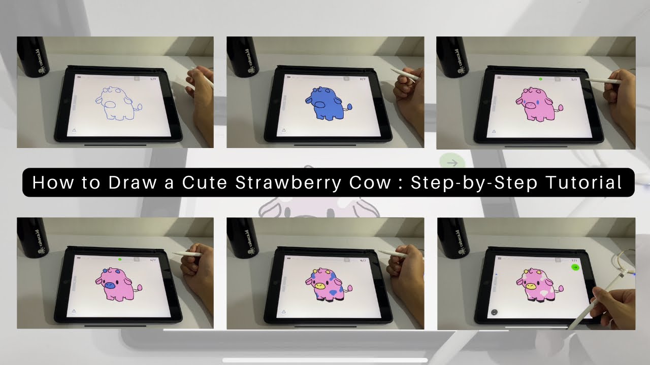 How to Draw a Cute Strawberry Cow Step by Step for Beginners - YouTube