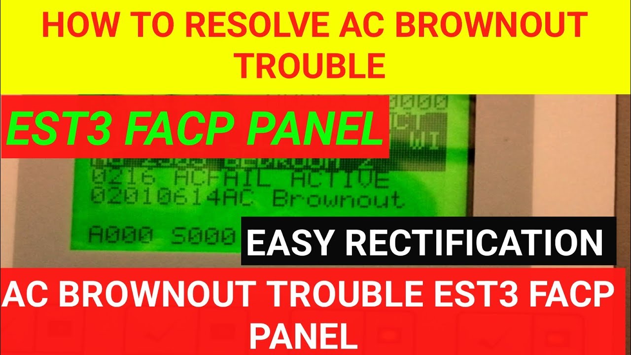 How to Resolve AC Brownout Trouble In EST3 FACP Panel - YouTube