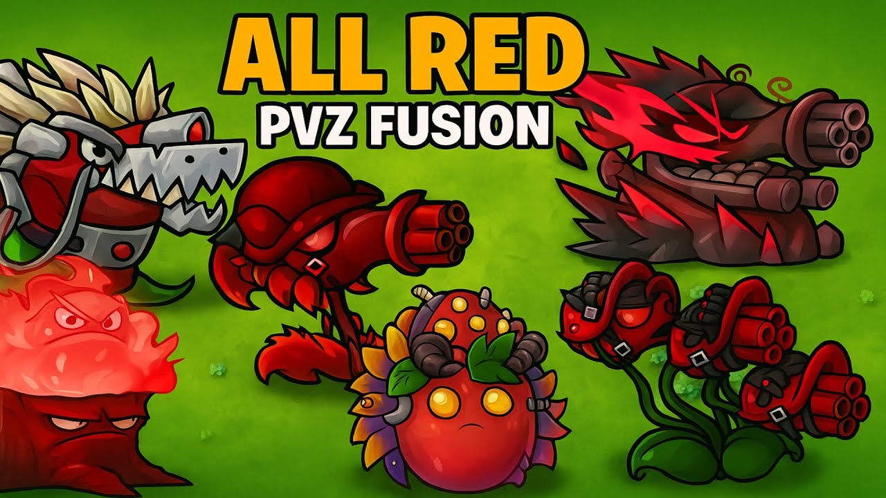 PVZ Fusion: All RED Plants MAX LEVEL POWER-UP Vs Gladiantuar HP ...