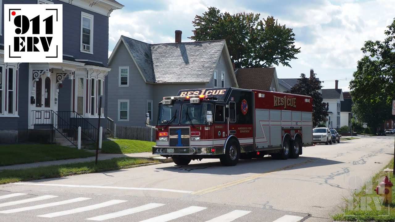 Manchester Fire Truck and AMR Responding | Rescue 1 and Spare Ambulance ...