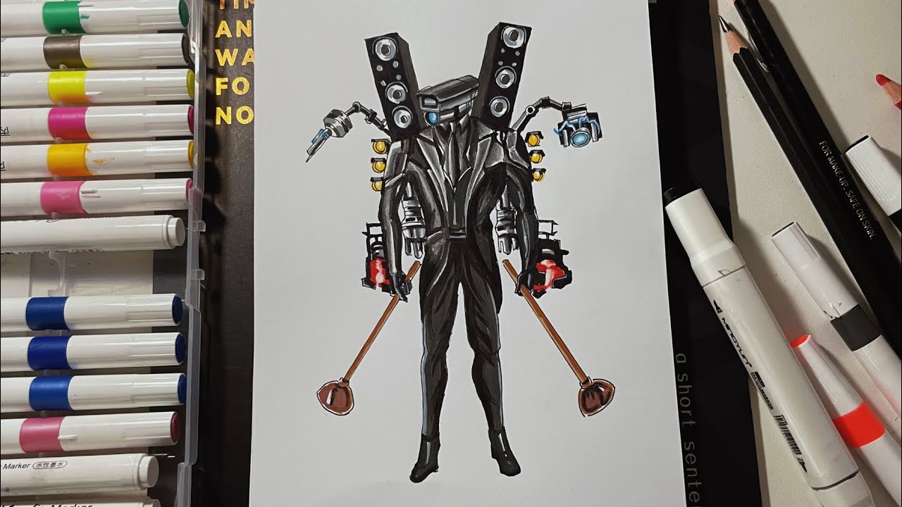 New Drawing of Titan Cameraman Upgraded With the Most Powerful Weapons ...