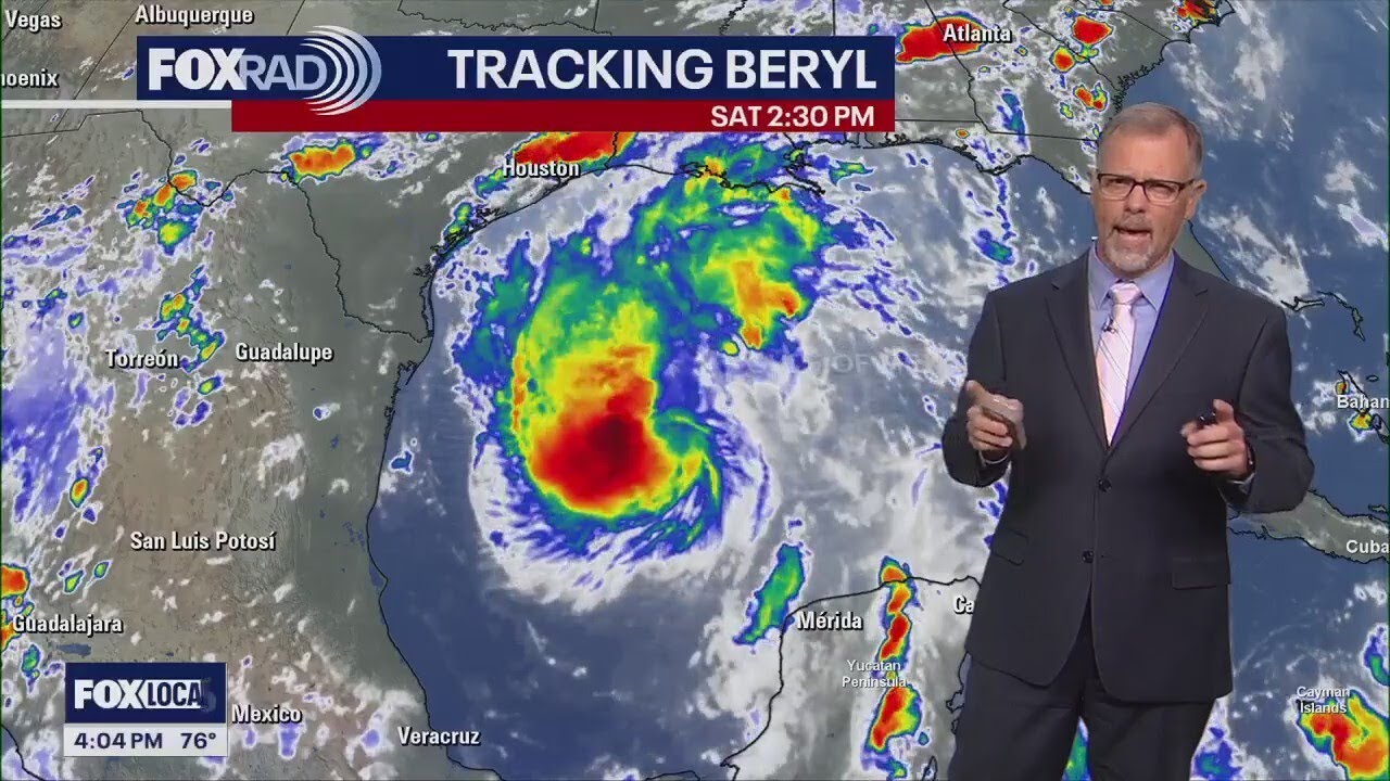 Tropical update: Beryl to hit Texas coast as Category 1 hurricane ...