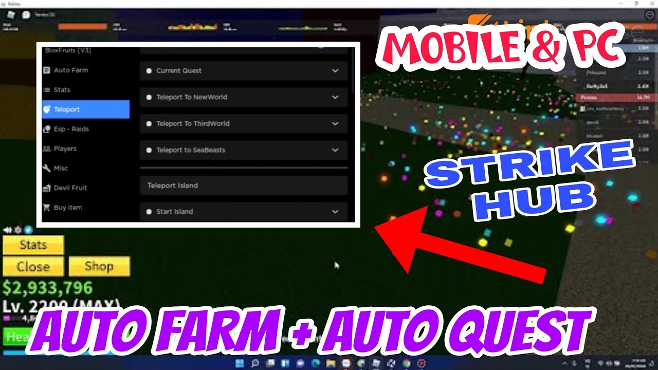 Script BLox Fruit | Strike Hub + auto farm + Fix - YouTube