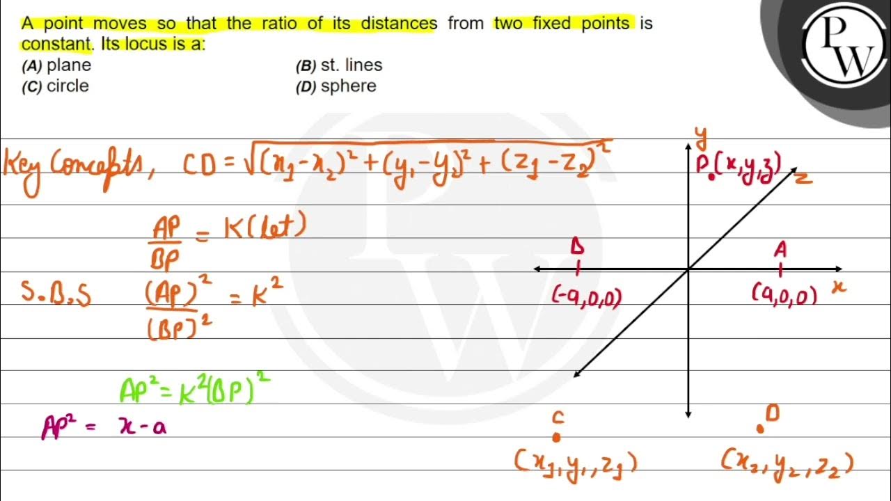 A point moves so that the ratio of its distances from two fixed points ...