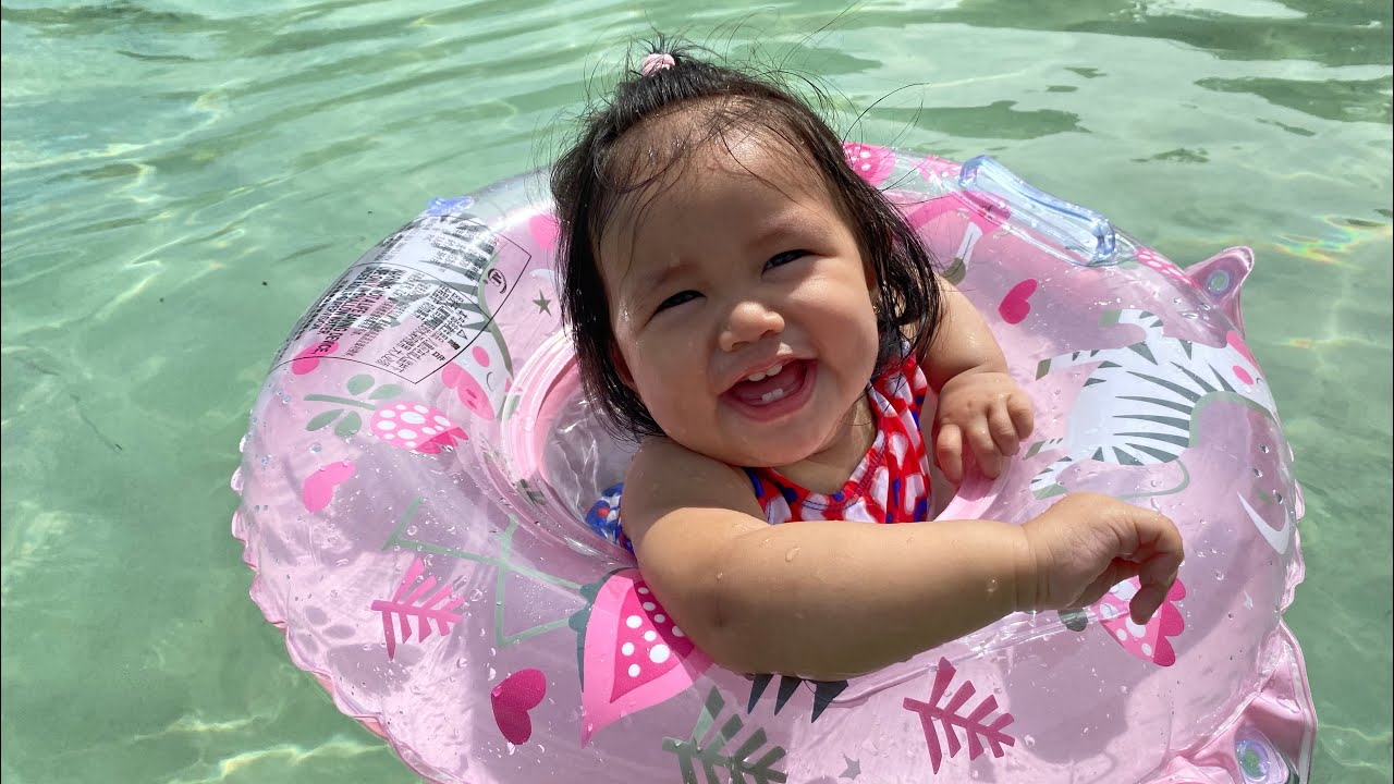 Baby’s first time to swim at the beach 🏝 SAMAL ISLAND - YouTube
