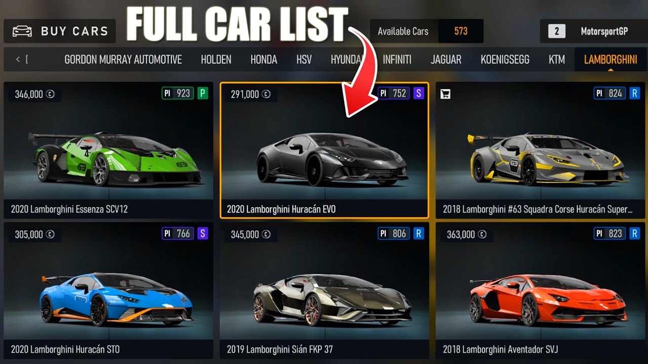 Forza Motorsport - Full Car List - YouTube