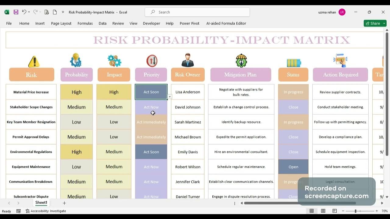 Risk Probability Impact Matrix - YouTube
