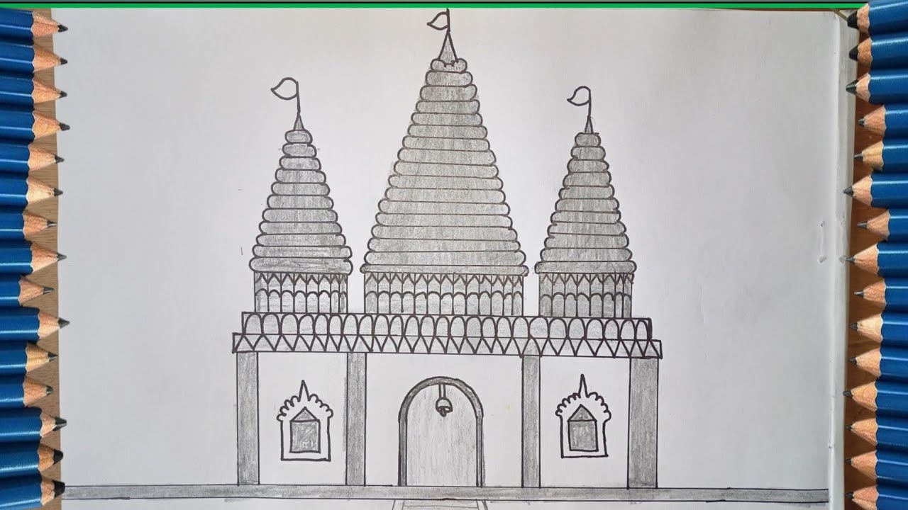 How to draw Ram Mandir easy | Ram Mandir drawing easy | #drawing # ...