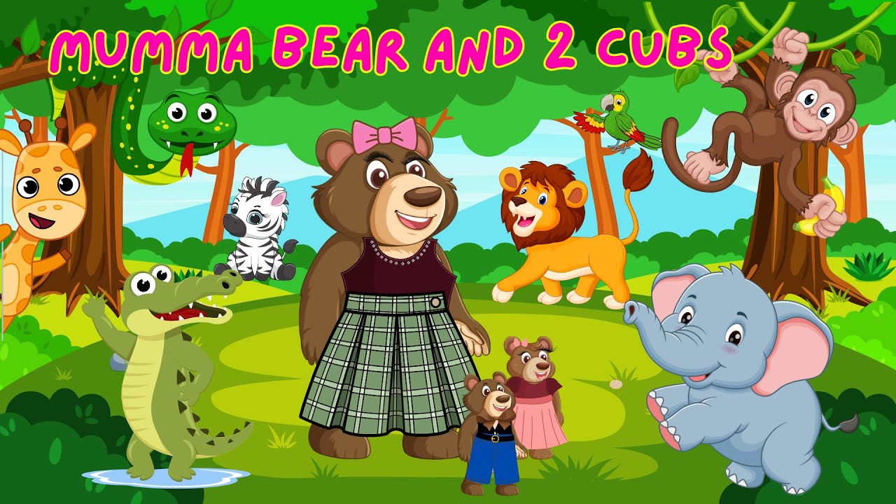 Mumma Bear and Her 2 Cubs: Jungle Animal Name Adventure Song for Kids ...
