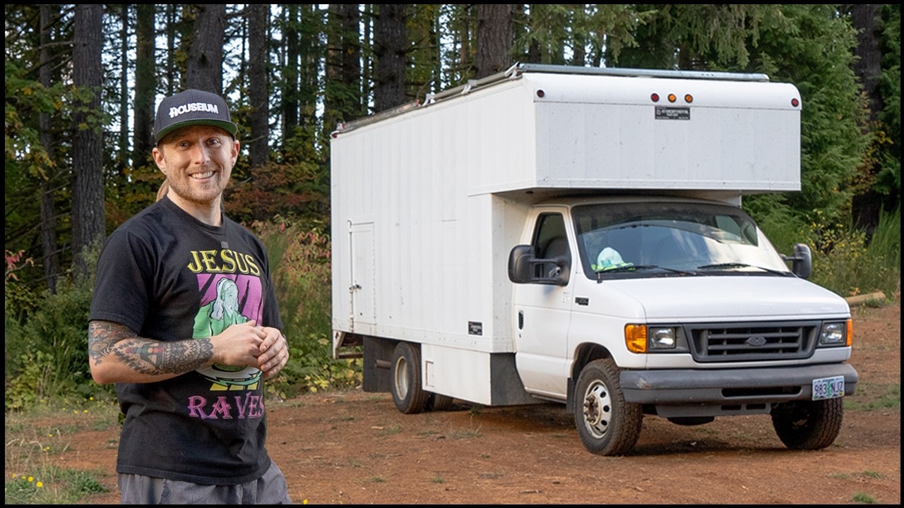 His micro studio apartment is HIDDEN inside a work van!? - YouTube