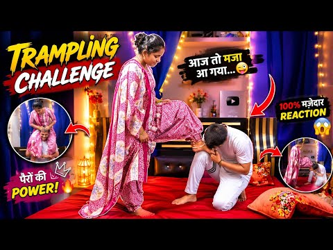  Wife Trampling Challenge!  | Aaj To Pati Ki Watt Lag Gayi 😂 | Sandeep Prank Wife #prank 
