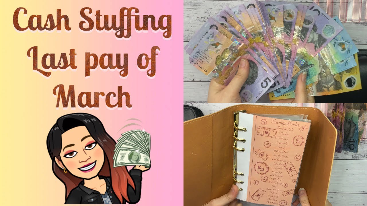 Cash stuffing last pay of March, budget, saving challenges - YouTube