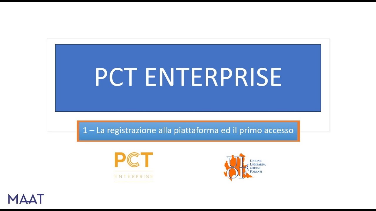 PCT Enterprise parte 1: La registrazione ed il primo accesso - YouTube