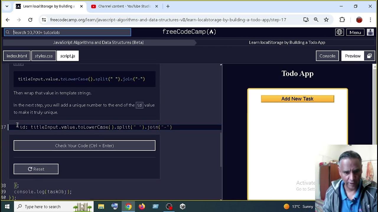 Learn localStorage by Building a Todo App step 17. - YouTube