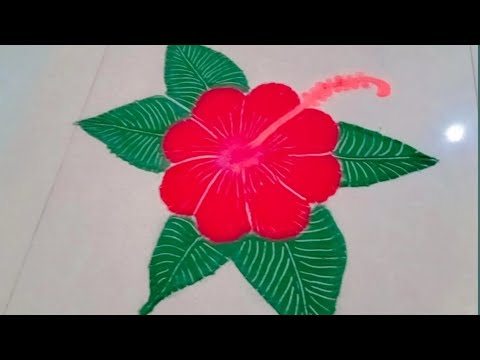 Easy hibiscus 🌺 rangoli design / Hibiscus 🌺 kolam /Muggulu design ...